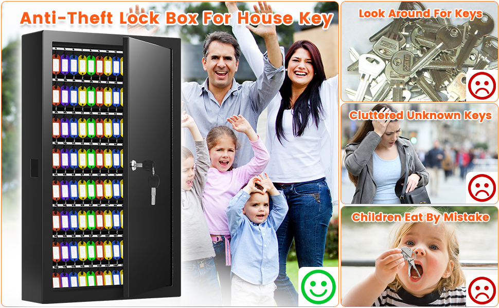 Amazon.com: Nebakne 200 Keys Key Cabinet, Anti-Theft Key Lock Box with Key Tags, Adjustable Key ...