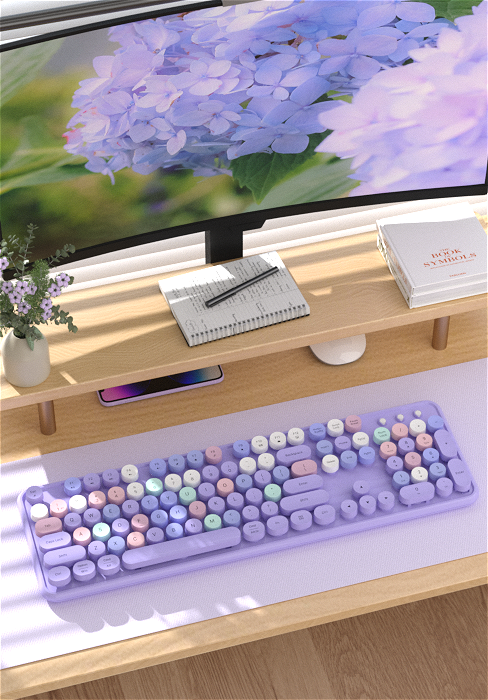 Colorful Wireless Keyboard And Mouse Combo Coveva 2 4ghz Wireless Retro Cute Round