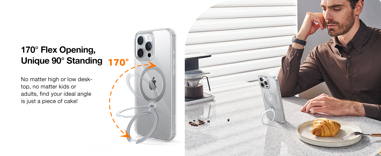 TORRAS 360° Spin Magnetic Stand Case for iPhone 16 Pro Max Case, Fit for MagSafe, 12FT Military ...