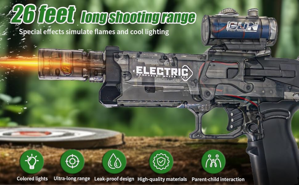 Amazon.com: Electric Water Gun with Muzzle Flash, 500CC Large Capacity High Powered Squirt ...