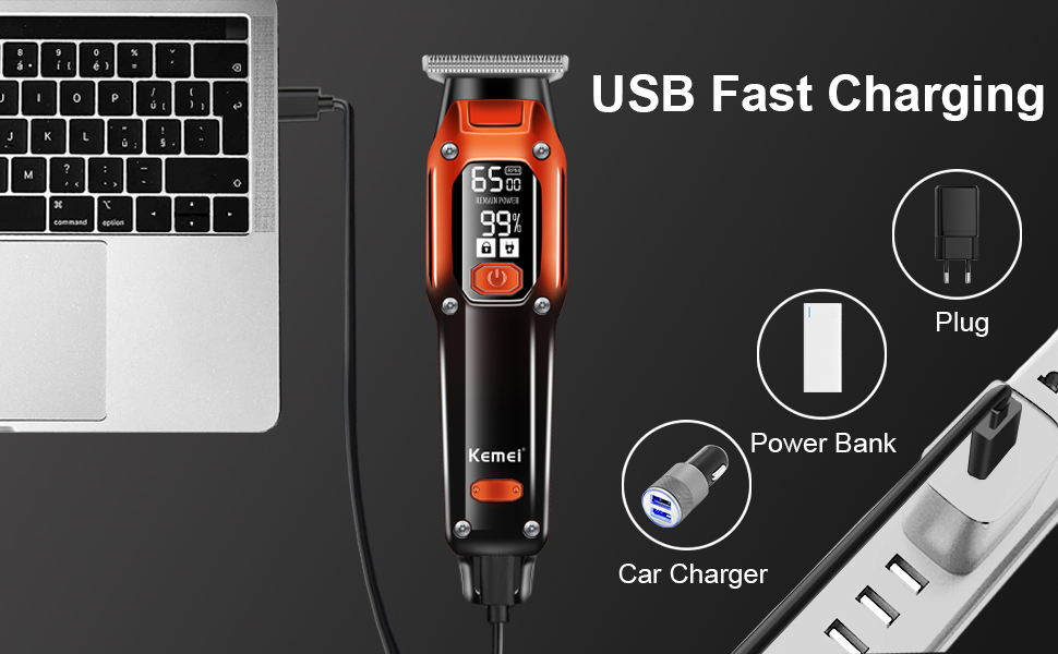 KEMEI Professional Hair Clipper for Men, Cordless Barber Clipper, Electric Wireless Haircut ...