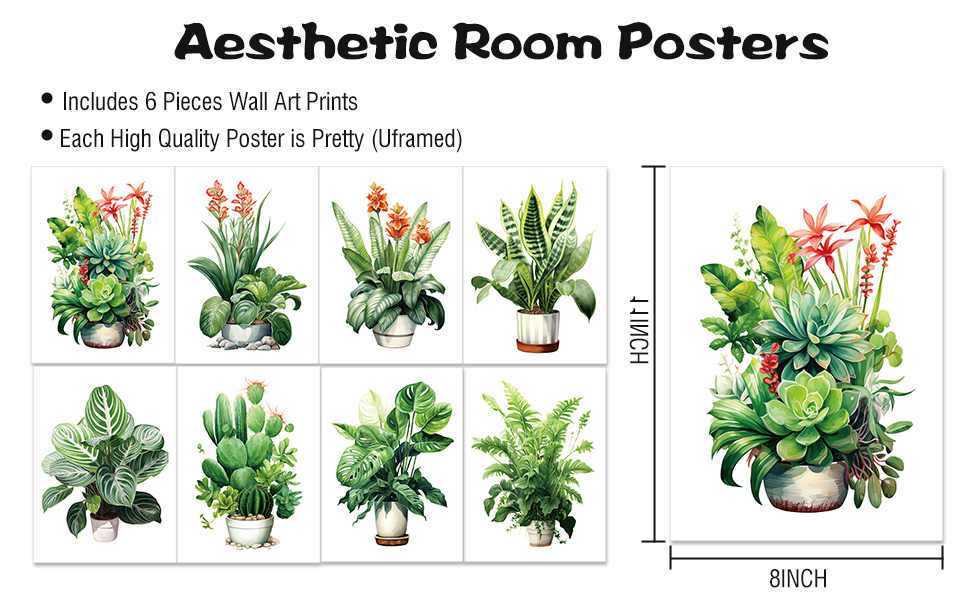 Amazon.com: LIVSGNISTA Botanical Wall Art Prints Green Leaves Décor ...