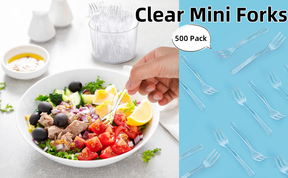 Amazon.com: Covzoe 500 Pieces Plastic Mini Forks, 3.7 Inch Clear Small Dessert Forks, Disposable ...