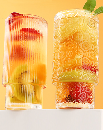 Amazon.com | Gusnilo 6 Pcs Set 11oz Glass Cups Drinking Glasses with ...