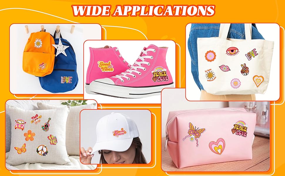 Amazon.com: Puideon 20Pcs Hippie Iron on Patches Groovy Boho ...