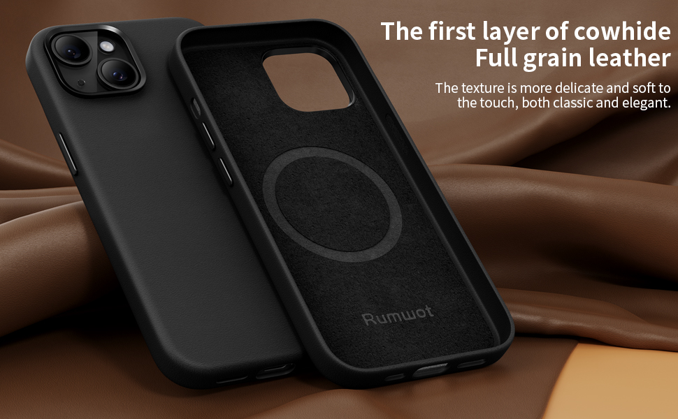Amazon.com: Rumwot for iPhone 15 Leather Case | Genuine Full Grain Leather| Compatible with ...