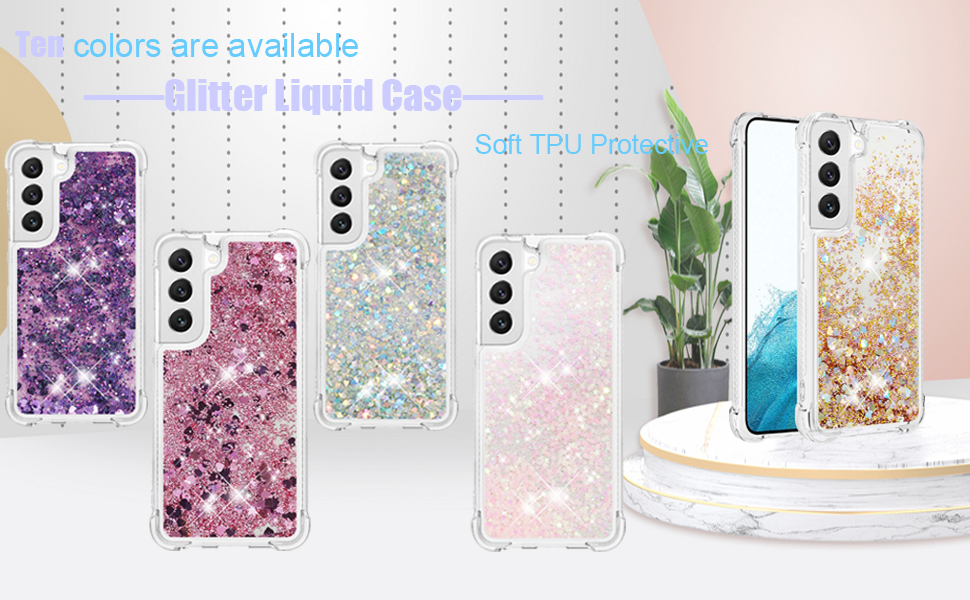 Amazon.com: LEMAXELERS Galaxy S23 Ultra Case, Bling Glitter Liquid Clear Case Floating Quicksand ...