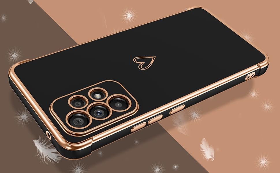 GUAGUA for Galaxy A53 Case Samsung A53 Case 5G Cute Heart Pattern Soft TPU Plating Cover for ...