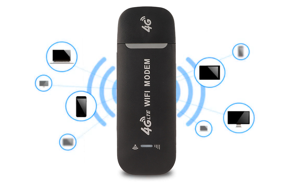 4G LTE USB WiFi Router, WiFi Hotspot Módem Dongle con Ranura para Tarjeta SIM, 150Mbps Alta ...