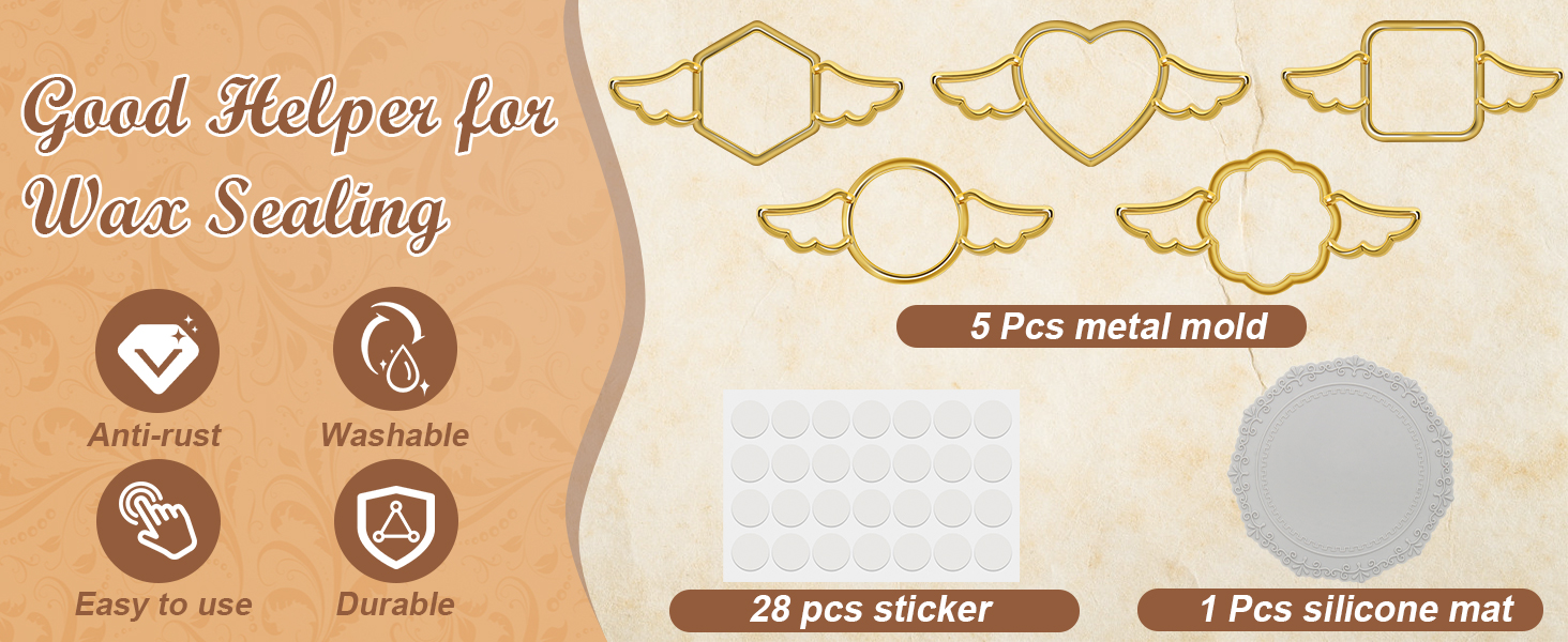 Amazon.com: 5+29P Metal Wax Seal Mold with Wing, Luxiv Gold Wax Seal Stamp Mold Round Flower ...