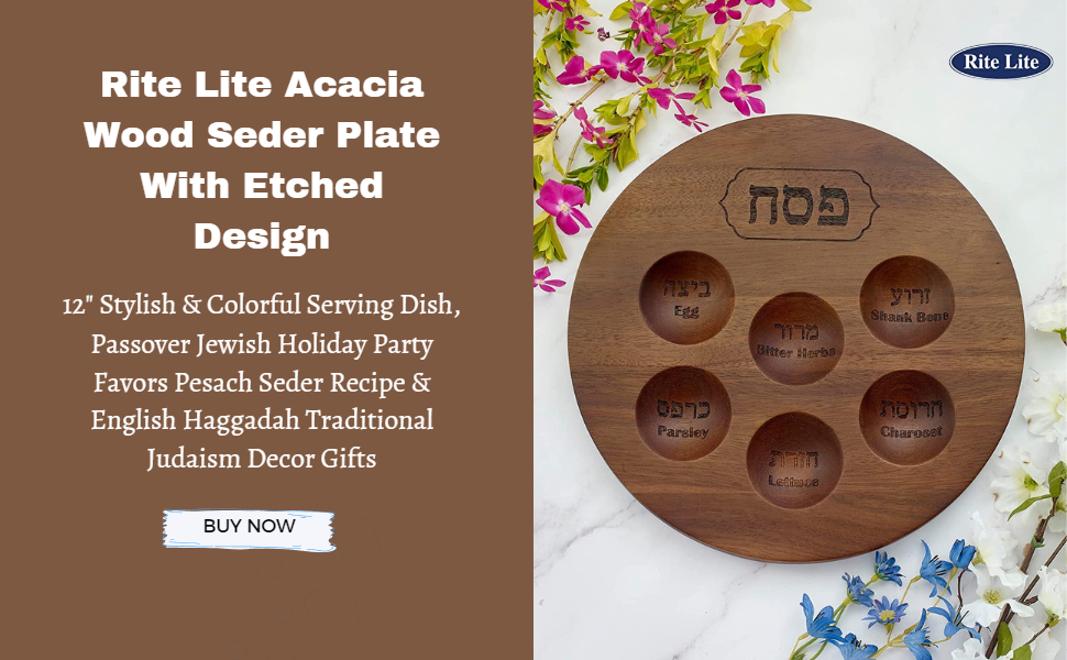 Amazon.com: Rite Lite Acacia Wood Seder Plate With Etched Design - 12" Stylish & Colorful ...