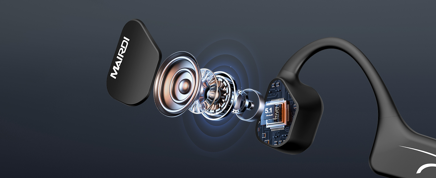 Amazon.com: MAIRDI Wireless Bone Conduction Headphone with Mic Boom ...