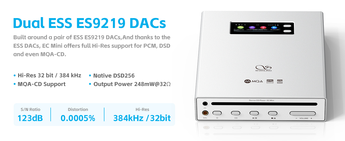 Amazon.com: SHANLING Portable Stereo DAP EC Mini, Vehicle CD Player, USB DAC, Dual 9219MQ DAC ...