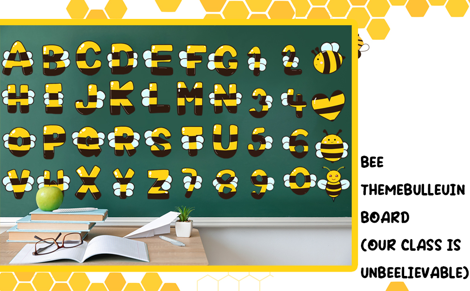 Amazon.com: 192 Pcs Bee Bulletin Board Decoration Letters Numbers ...