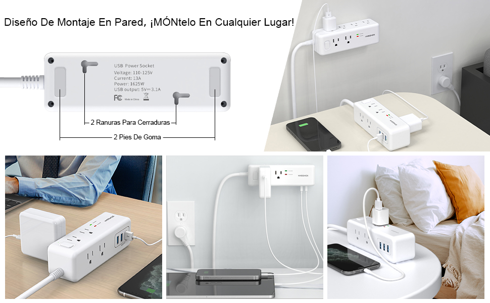 NVEESHOX regleta multicontacto Inteligente, Tira de Alimentación, Protector contra ...