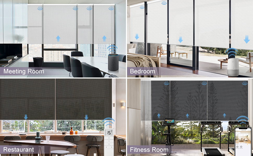Amazon.com: Graywind Motorized Solar Shades Light Filtering Mesh Shade Compatible with Alexa ...