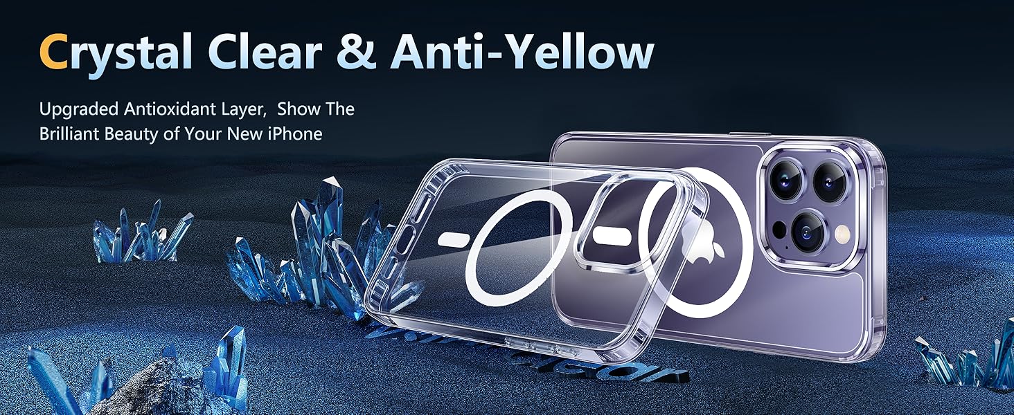 Amazon.com: FNTCASE for iPhone 14 Pro-Max Case: Clear Transparent Magnetic Drop Protective Cases ...