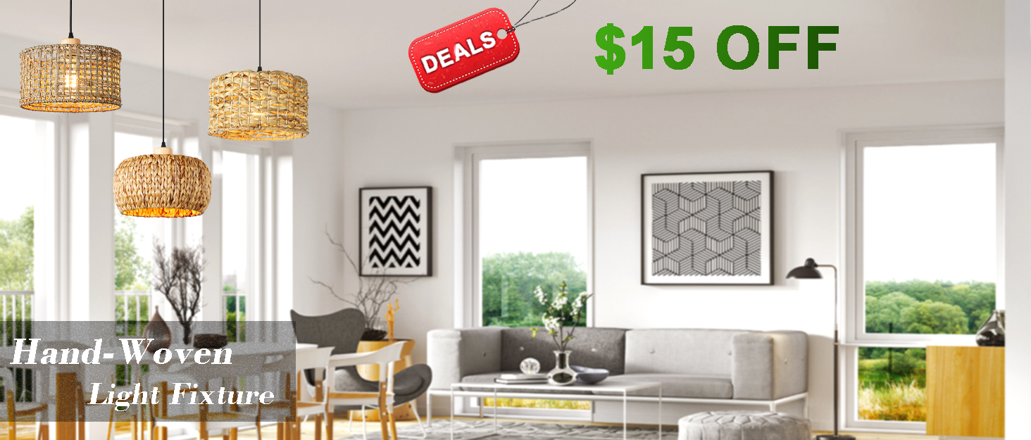 Mgcanyu Boho Rattan Pendant Light, Bohemian Hand-Woven Rattan ...