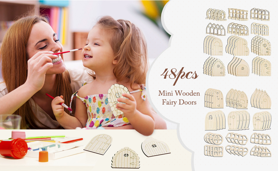Unpainted Fairy Theme Mini Door, 48pcs Mini Wooden Fairy Doors, Miniature Wooden Fairy Doors ...