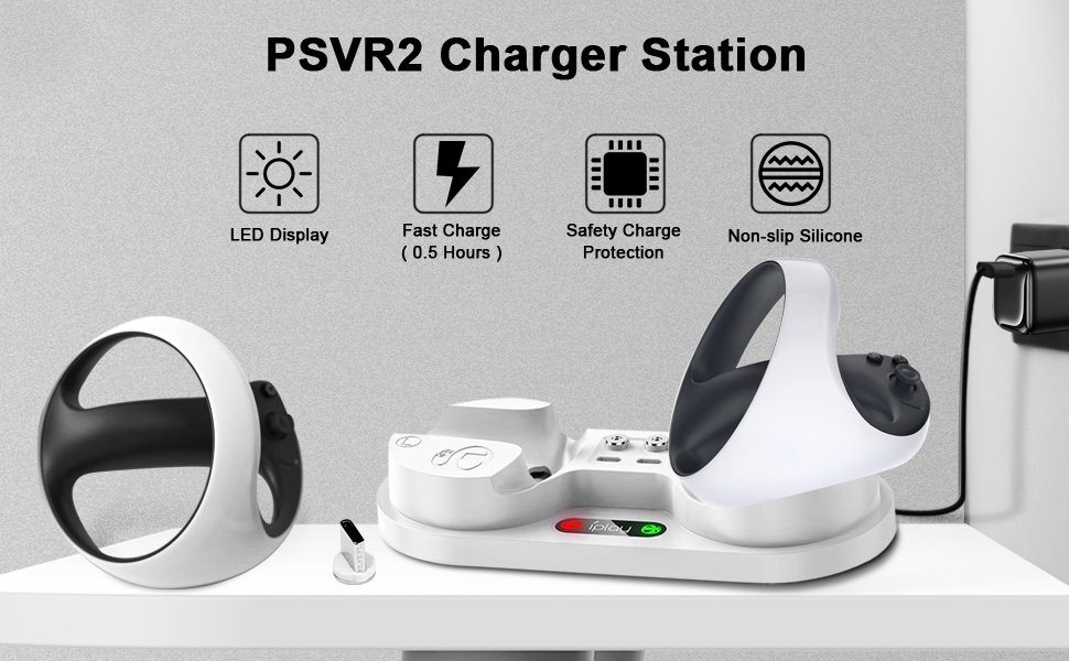 PSVR 2 Charging Station for PS5 VR2 Controller, Fast Charger Dock Stand with 2 Rechargeable Type ...