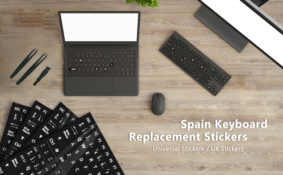 Spanish Keyboard Stickers, Keyboard Letter Stickers, Sticker White Font ...