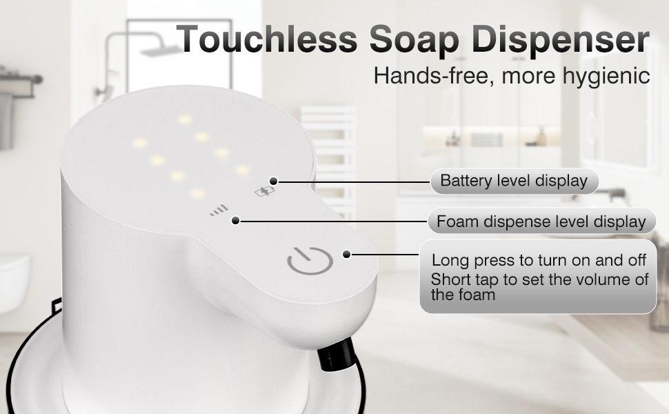 Amazon.com: XINKORA Automatic Soap Dispenser Touchless, 4-Level Adjustable Foaming Electric Foam ...