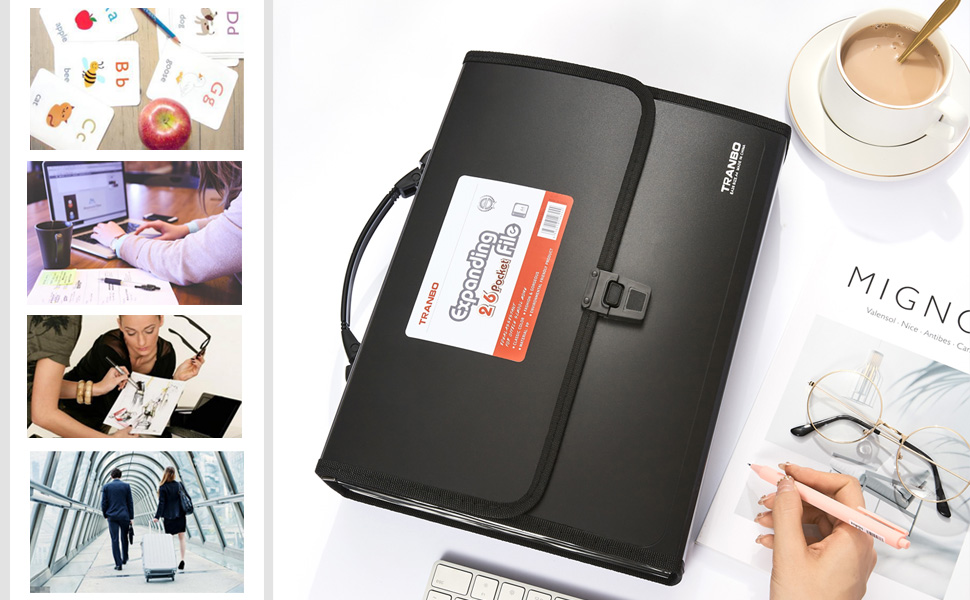 Amazon.com : 26 Pockets Accordion File Organizer with Durable Handle, TRANBO Letter Size/A4 ...