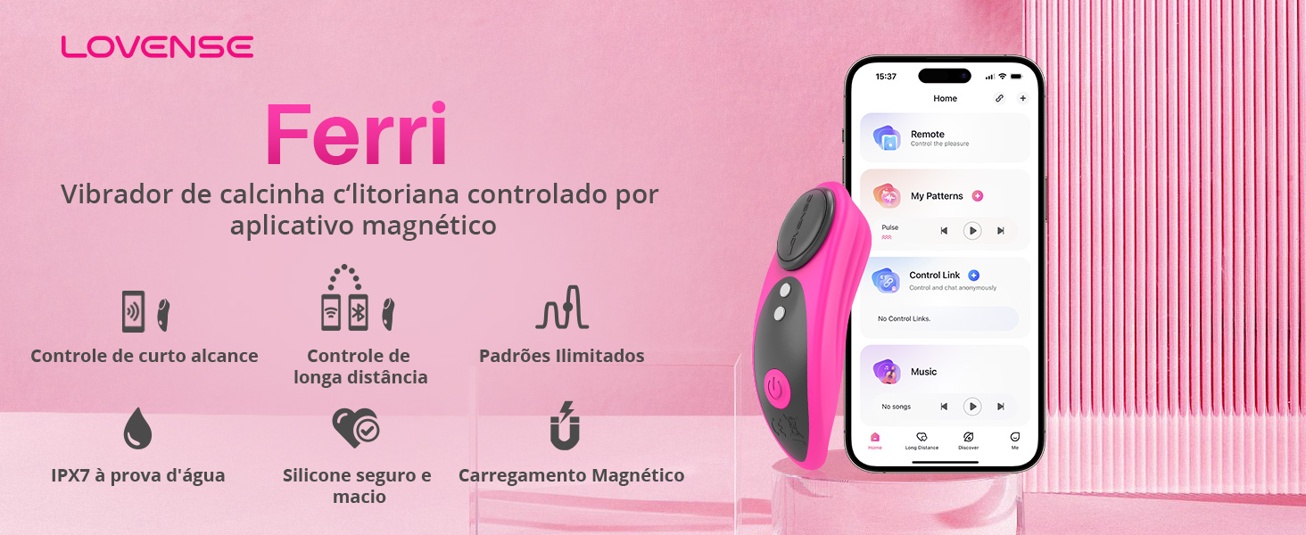 LOVENSE Ferri Vibrador de calcinha magnético vestível, alcance remoto Bluetooth de longa ...