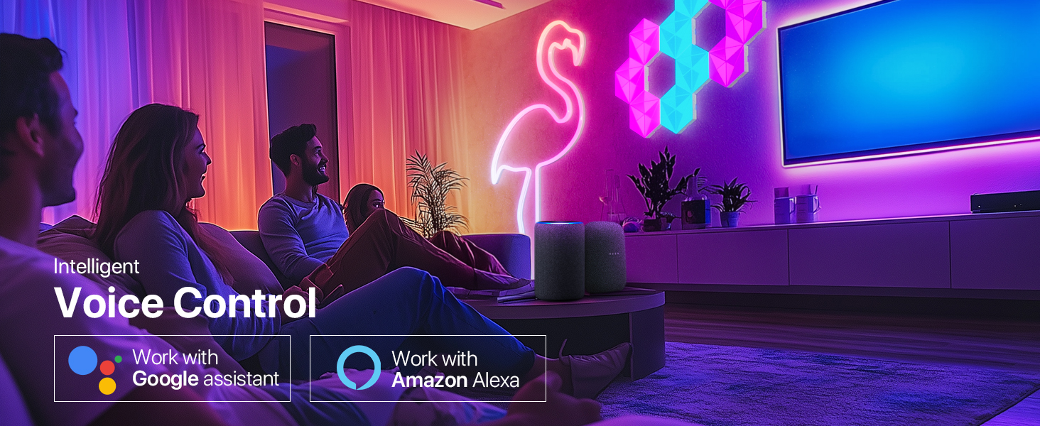 LPDISPLAY Neon Ruban LED 3m, RGBIC Bande LED avec Contrôle WiFi APP, Compatible avec Alexa, pour ...