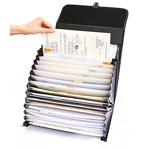 Amazon.com : 2 Pack 26 Pockets Accordion File Organizer with Handle,TRANBO Letter Size/A4 ...