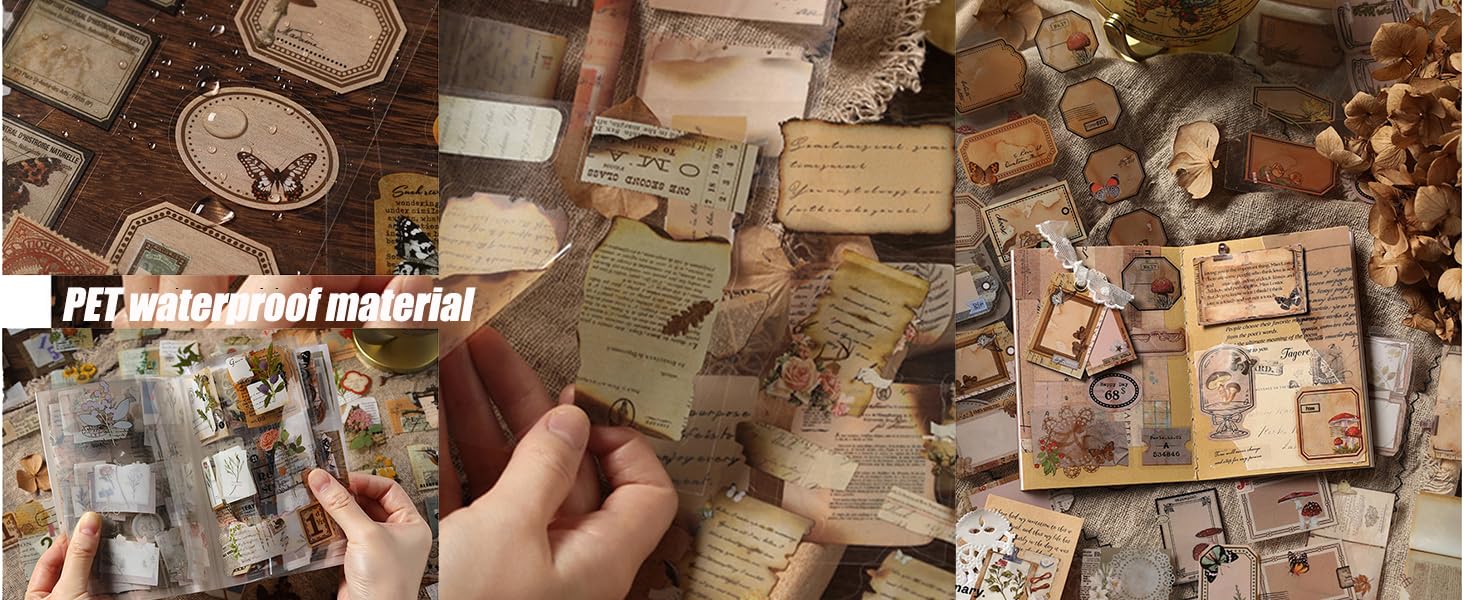 Amazon.com: RIVEENY Vintage Art Scrap Booking Supplies Stickers ...