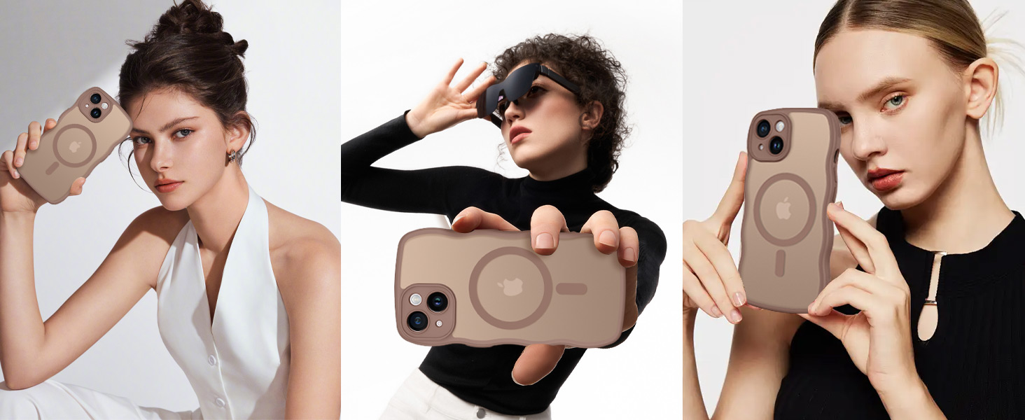 Amazon.com: Telaso for iPhone 15 Case, Compatible with Magsafe Wave Frame Design Translucent ...