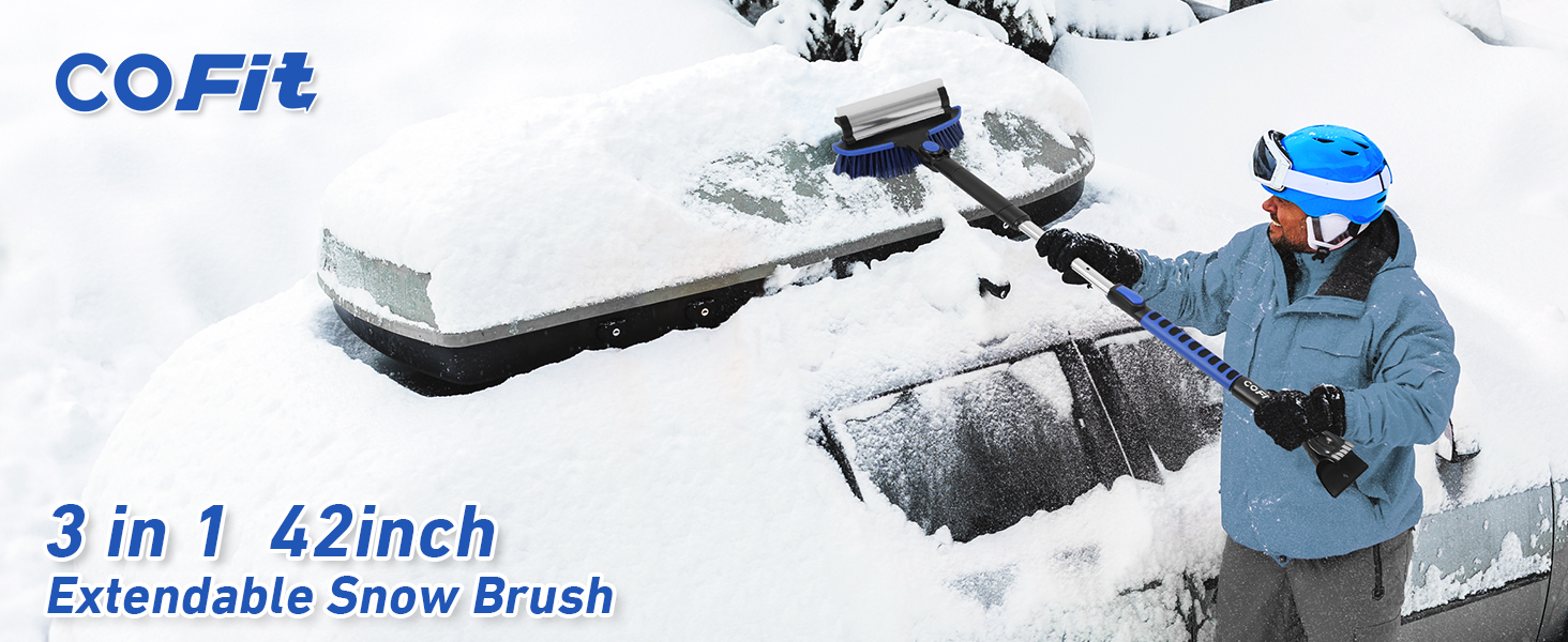Amazon.com: COFIT 42" Car Snow Brush Extendable Handle, 3 in 1 Windshield Ice Scraper and ...