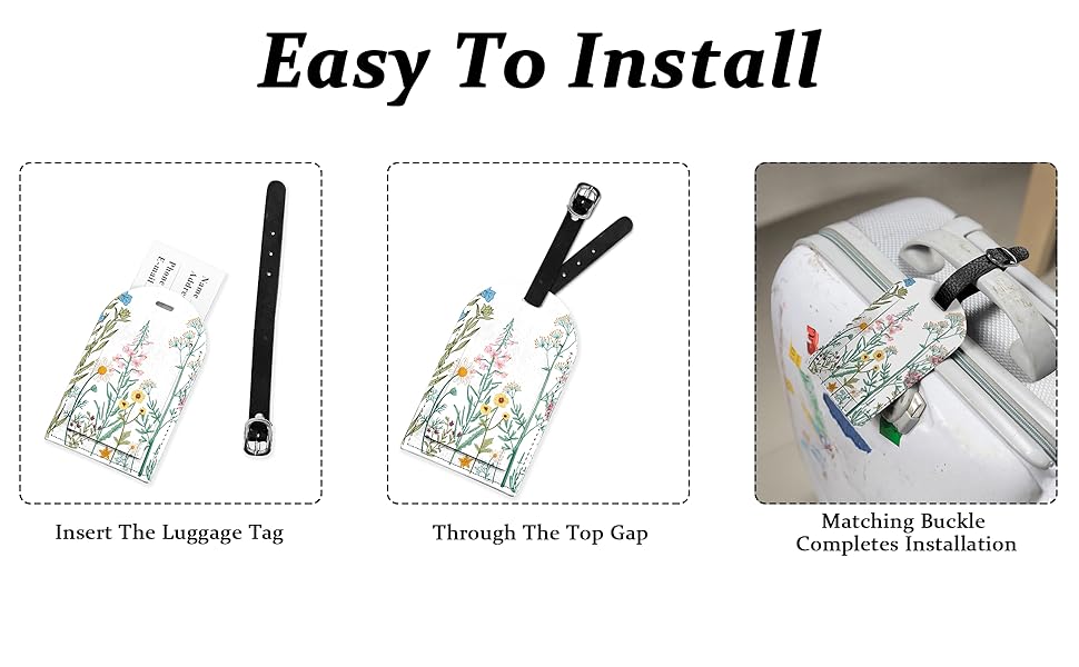 Amazon.com: Deokke 2 Pack Luggage Tag Suitcase Tags PU Leather Identifiers Privacy Cover Luggage ...