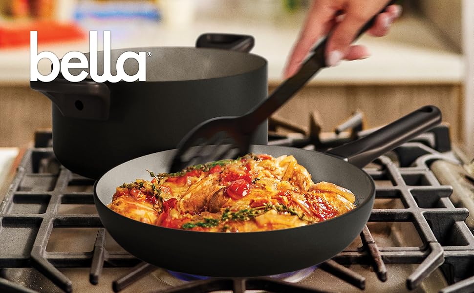 Amazon.com: bella 12 Piece Cookware Set with EverGood™ Ceramic Nonstick Coating , Dishwasher ...