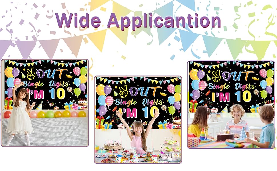 Amazon.com: Holkcog 10th Birthday Decorations for Girls Boys, Happy 10 Birthday Backdrop Banner ...