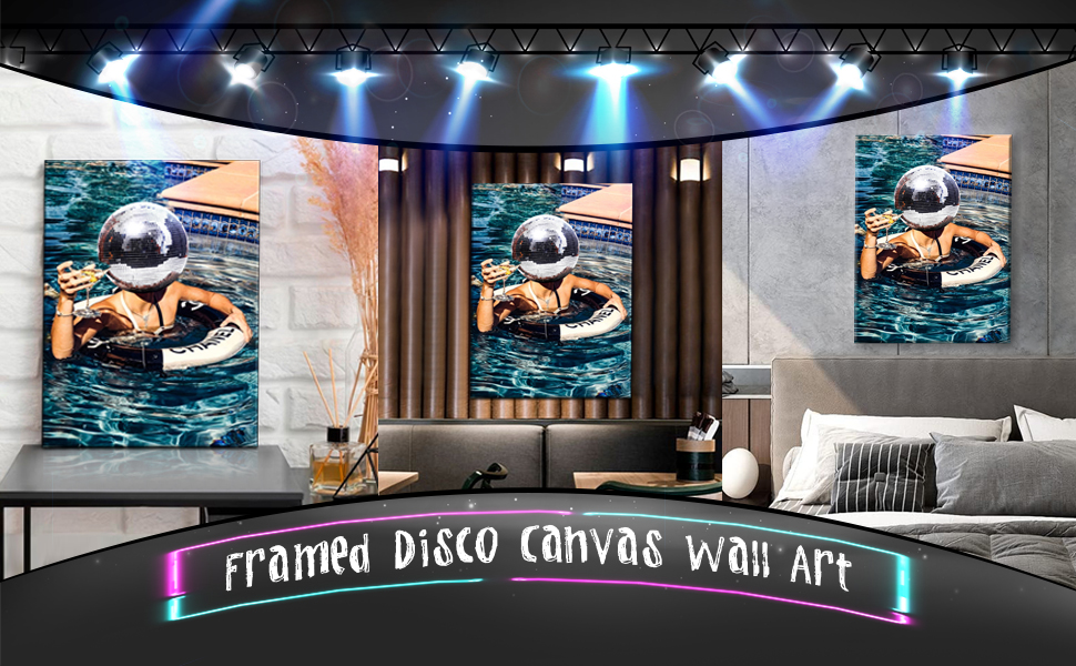 Amazon.com: Framed Disco Canvas Wall Art Disco Ball Decor Funky Posters ...