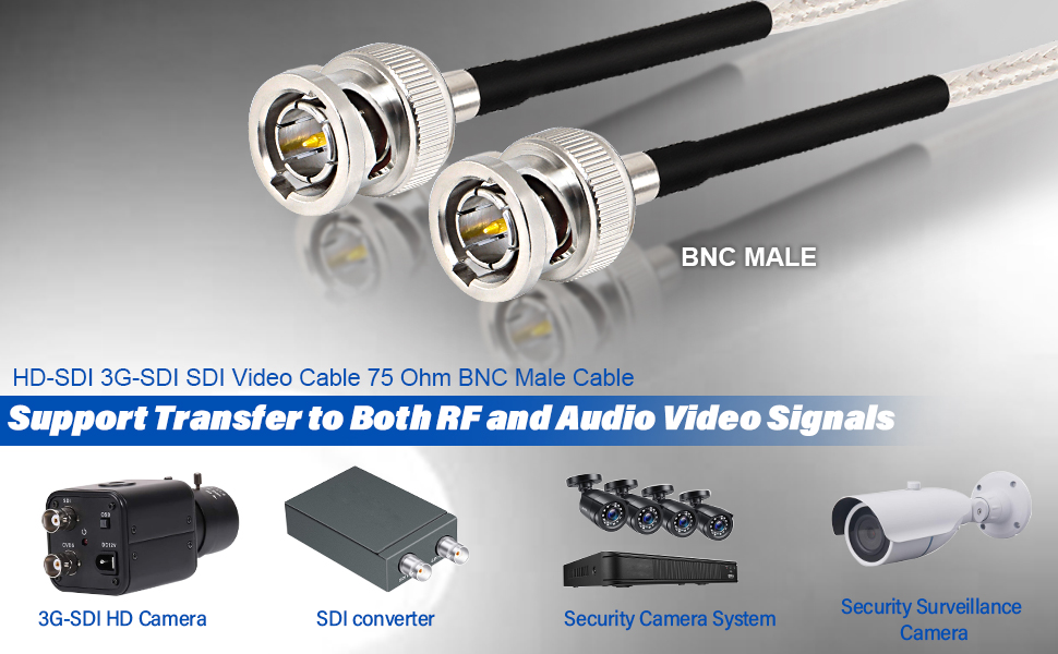 XRDS -RF SDI Cable 25ft, Thin 3G/6G HD-SDI Cable, 75 Ohm RG179 Extension Cable with Heavy Duty ...