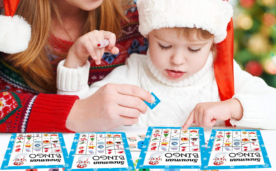 Amazon.com: Happy Storm Snowman Bingo Cards for Kids, 24 Players Winter ...