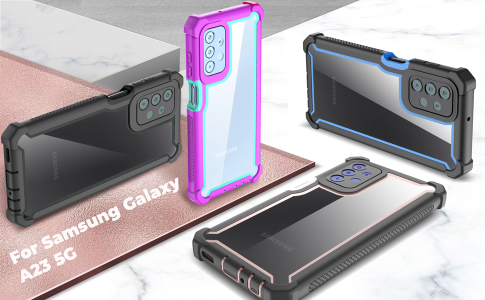Amazon.com: KSELF Case for Samsung Galaxy A23 5G Case with 9H Tempered Glass Screen Protector ...