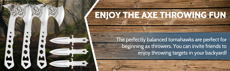 Amazon.com : Throwing Axes and Throwing Knives Tomahawks Set with Bottle Opener and Nylon Sheath ...