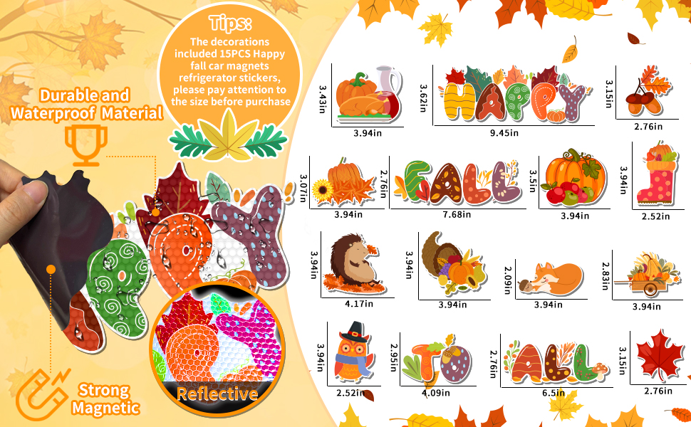 Amazon.com: 15Pcs Fall Magnets Decorations, Reflective Fall ...