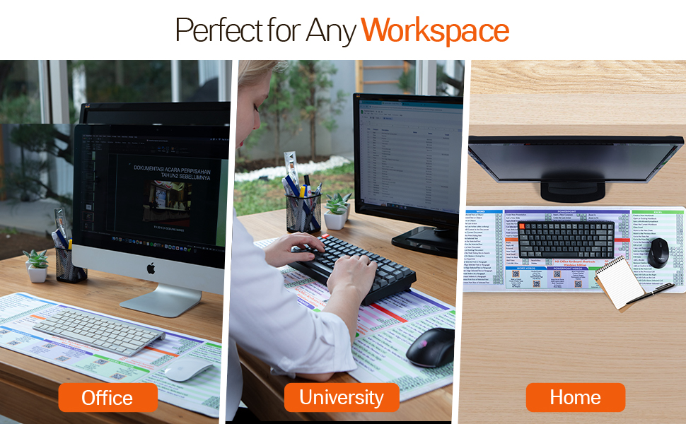 Amazon.com: DeskGuide Pro MS Office Keyboard Pad Shortcut Mouse Pad ...