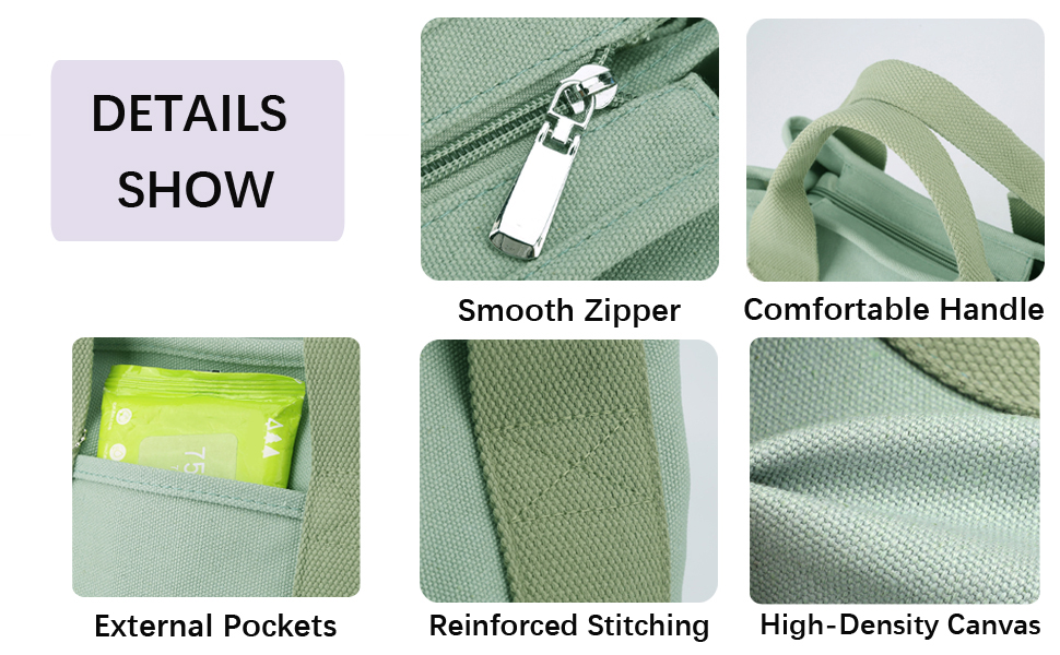 Amazon.com: Efilra Multi-Pocket Canvas Tote Bag with Zipper, 2023 New Japanese Handmade Large ...