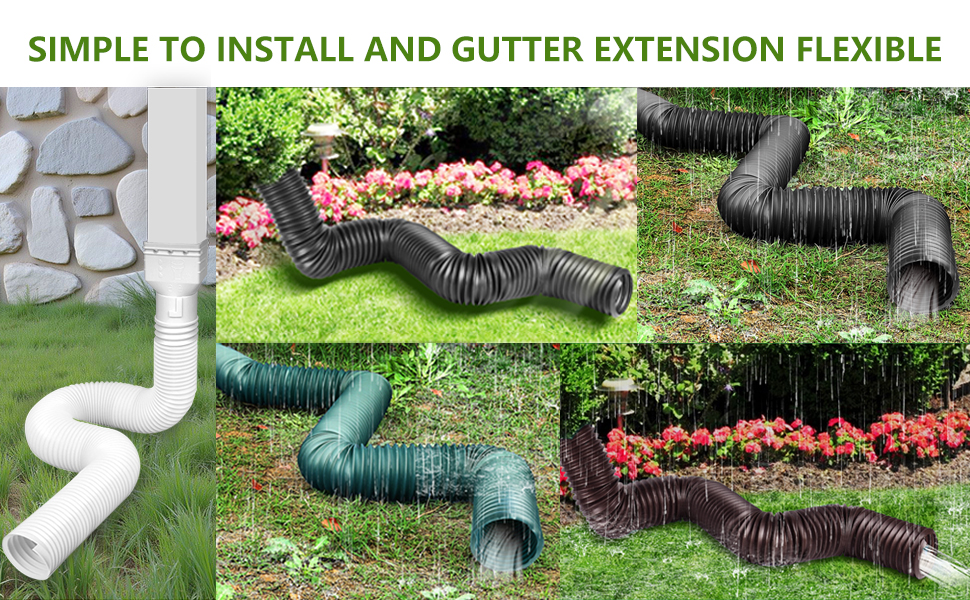 2-Pack Rain Gutter Downspout Extensions: Upgraded Drain Downspout ...
