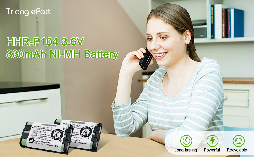 Amazon.com: TrianglePatt 4PACK Cordless Phone HHR-P104 3.6V 830mAh Battery NI-MH AAA ...