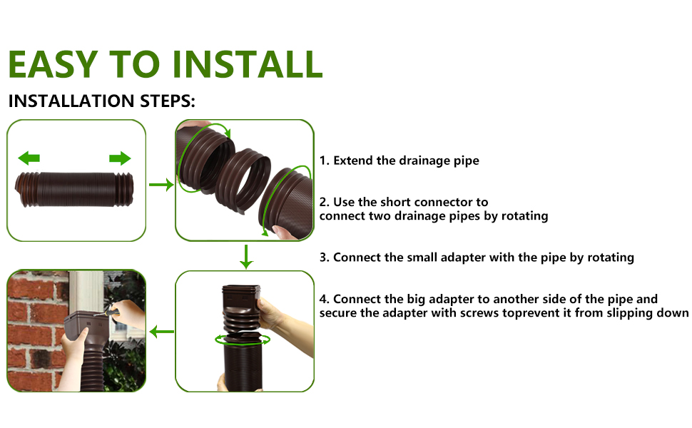 2-Pack Rain Gutter Downspout Extension: Drain Downspout Extender ...