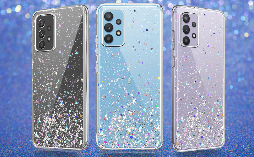 Leathlux Case Compatible with Samsung Galaxy A52 5G / 4G, A52s 5G Silicone Glitter Transparent ...