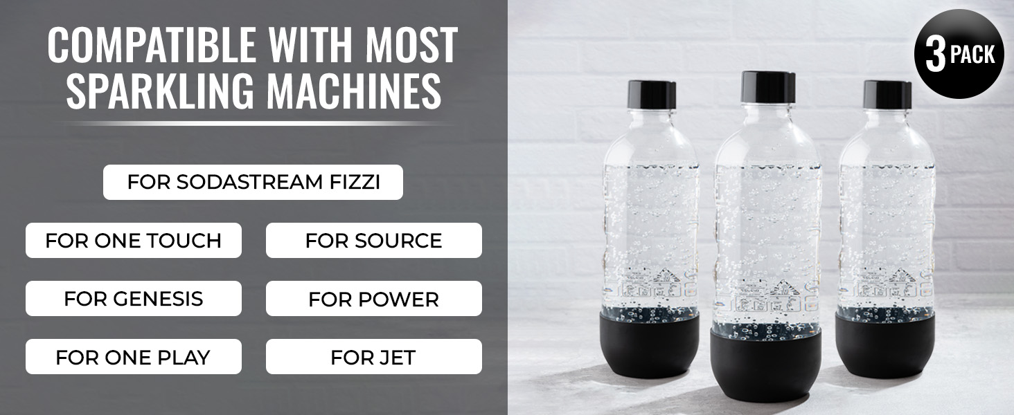 Amazon.com: Replacement Carbonating Sparkling Water Bottles for SodaStream - 1 Liter, BPA-Free ...