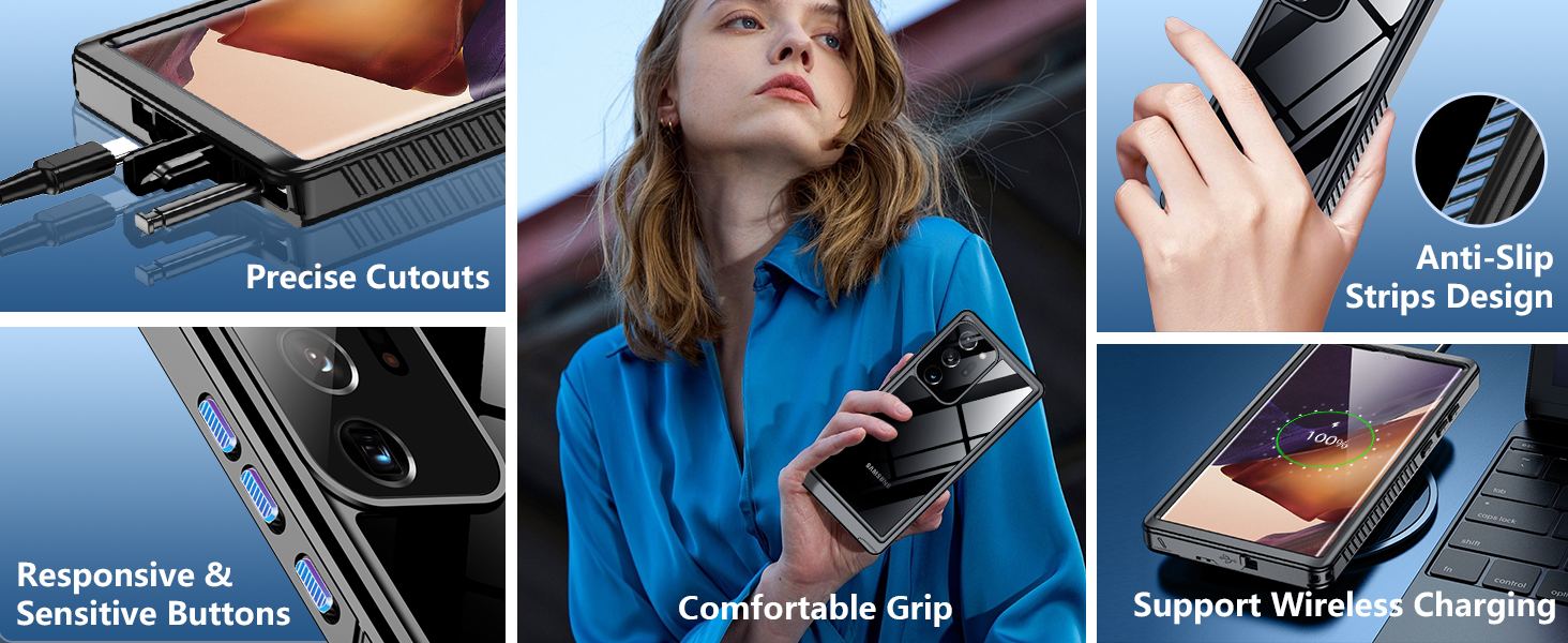 Amazon.com: Temdan for Samsung Galaxy Note 20 Ultra Case Waterproof, [Military-Grade Drop ...